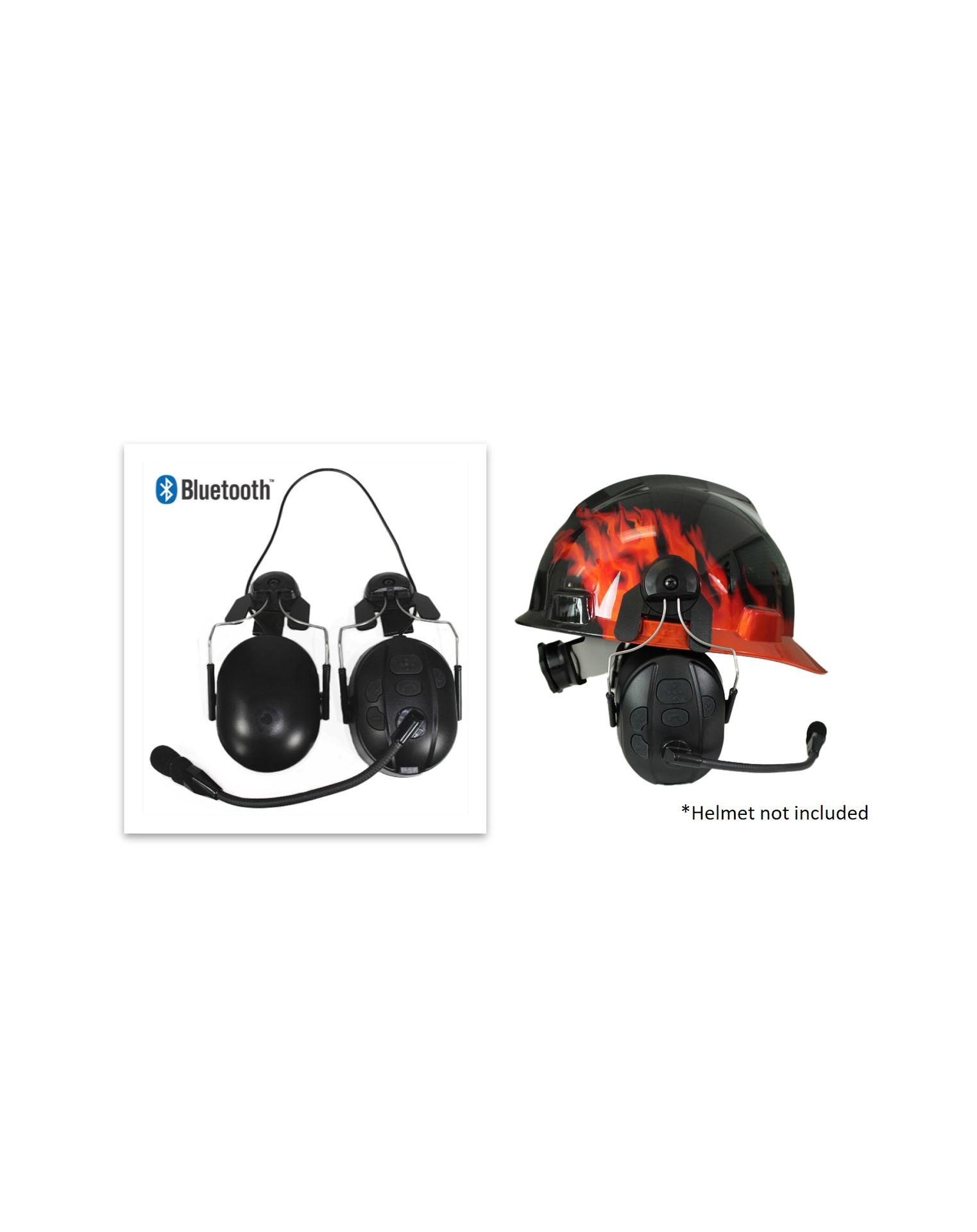 PRYME Radio Bluetooth PTT Dual-Muff Headset+Mic for Safety Helmet