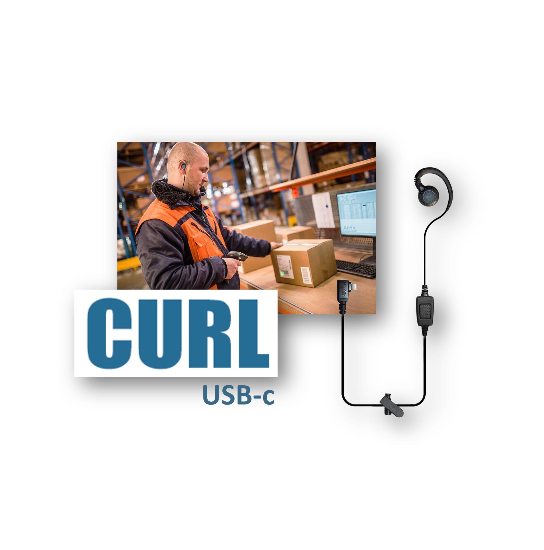 CURL Single-Wire PTT Earpiece USB-c | Klein Electronics