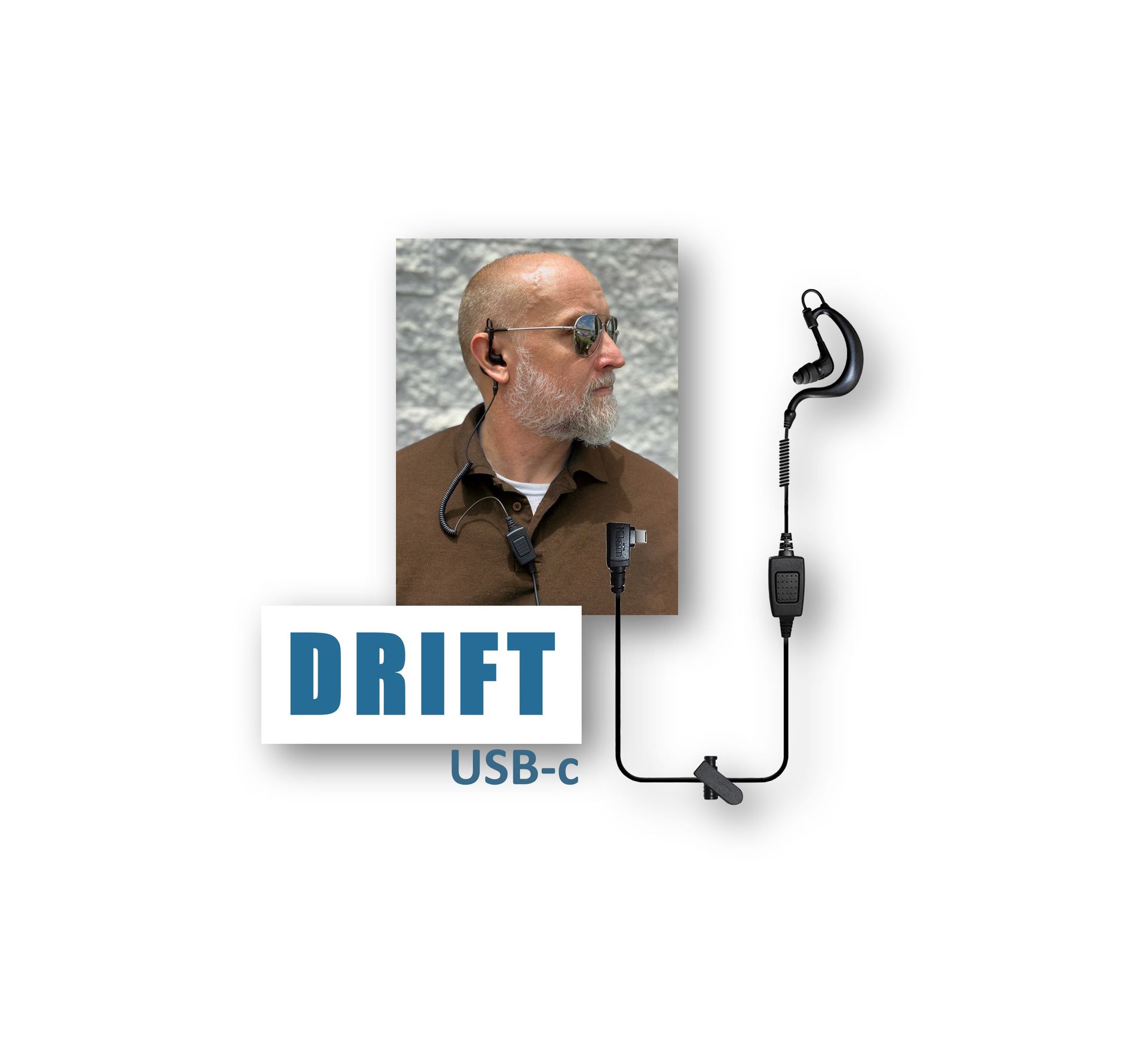 DRIFT Single-Wire PTT Earpiece USB-c | Klein Electronics
